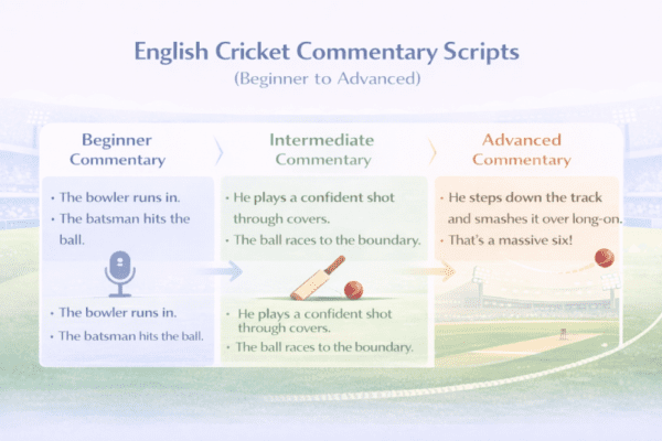 English Cricket Commentary Scripts (Beginner to Advanced) - Practice ...